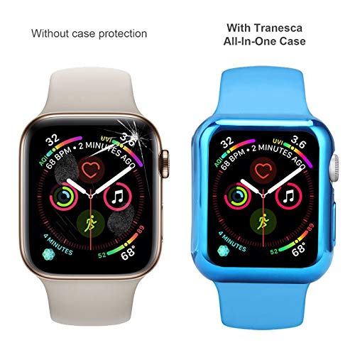 Tranesca 8 Pack 40mm Watch case with Built-in HD Clear Ultra-Thin TPU Screen Protector Cover Compatible with Apple Watch Series 4/5/6/SE (Clear+Black+Gold+Rose Gold+Red+Blue+Green+Silver)