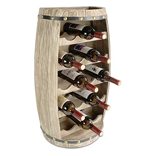 CoTa Global Modern Alexander Wall Mounted Wine Rack - 18 Wine Bottles Freestanding Wooden Barrel Wine Holder, Hanging Bottle Rack or Floor Stand, Wine Storage Shelf Organizer for Wine Bar, Home Décor