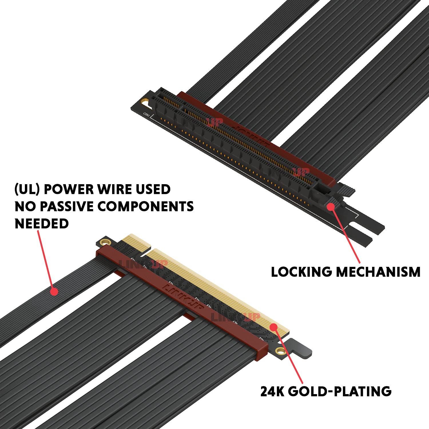 LINKUP - Extreme4+ PCIe 4.0 X16 Riser Cable [RTX4090 RX6950XT x570 Z690 Tested] Twinax Shielded High-Speed Vertical Mount Gaming PCI Express Gen4┃Universal 90 Degree Socket (30cm / 11.8")