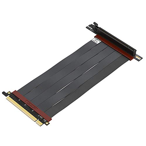 LINKUP - Ultra PCIe 4.0 X16 Riser Cable [RTX4090 RX6950XT x570 B550 Z690 Tested] Shielded High-Speed Vertical Mount Gaming PCI Express Gen4┃Universal 90 Degree Socket {20cm / 7.8"} 3.0 Gen3 Compatible