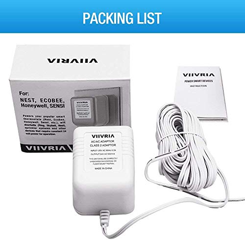 24 Volt Transformer, C Wire Adapter Thermostat, Competible with All Versions of Ring Doorbell and Thermostat for Nest Ecobee, Sensi and Honeywell, 315" Long Cable 24V Transformer