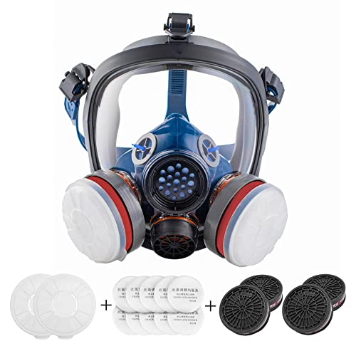 Full Face Reuable Respirator Mask Suit,for Shield Particulate Organic Vapor With Filter Gas Mask(Includes 4 Filter Cartridges