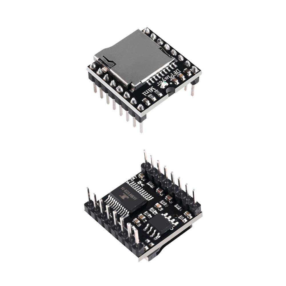 3PCS Mini MP3 Player Audio Module with 5PCS Metal Shell Round Internal Magnet Speaker 2W 8Ohm MP3 Voice Decode Board TF Card U Disk IO/Serial Port/AD Board DFPlayer Audio Music Module for Arduino