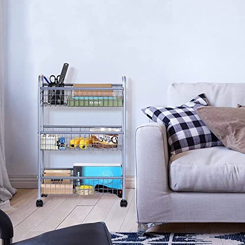 3 Tier Kitchen Island Cart on Wheels Sliding Sink Organizer Rolling Stand Racks