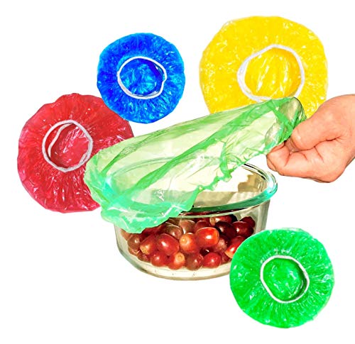 All Size Colorful Plastic Covers For Food Storage Wrap Elastic Covers For Bowls, Plates, Dishes - 50 Reusable, Disposable Bowl Covers for Leftovers, Picnic Outdoor Food Cover xl, Large, Medium, Small