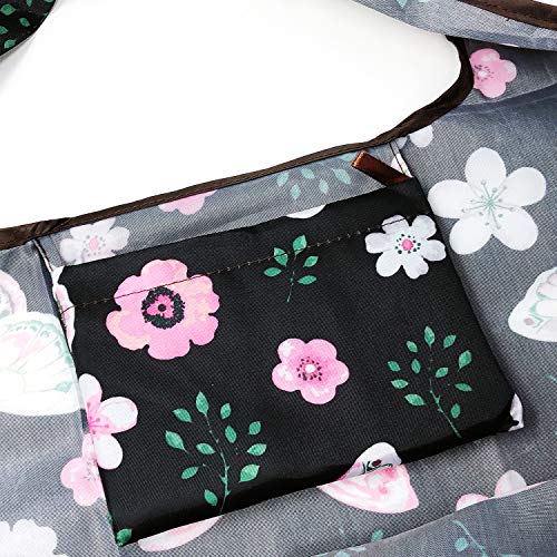 allydrew Large Foldable Tote Nylon Reusable Grocery Bags, Midnight Butterfly