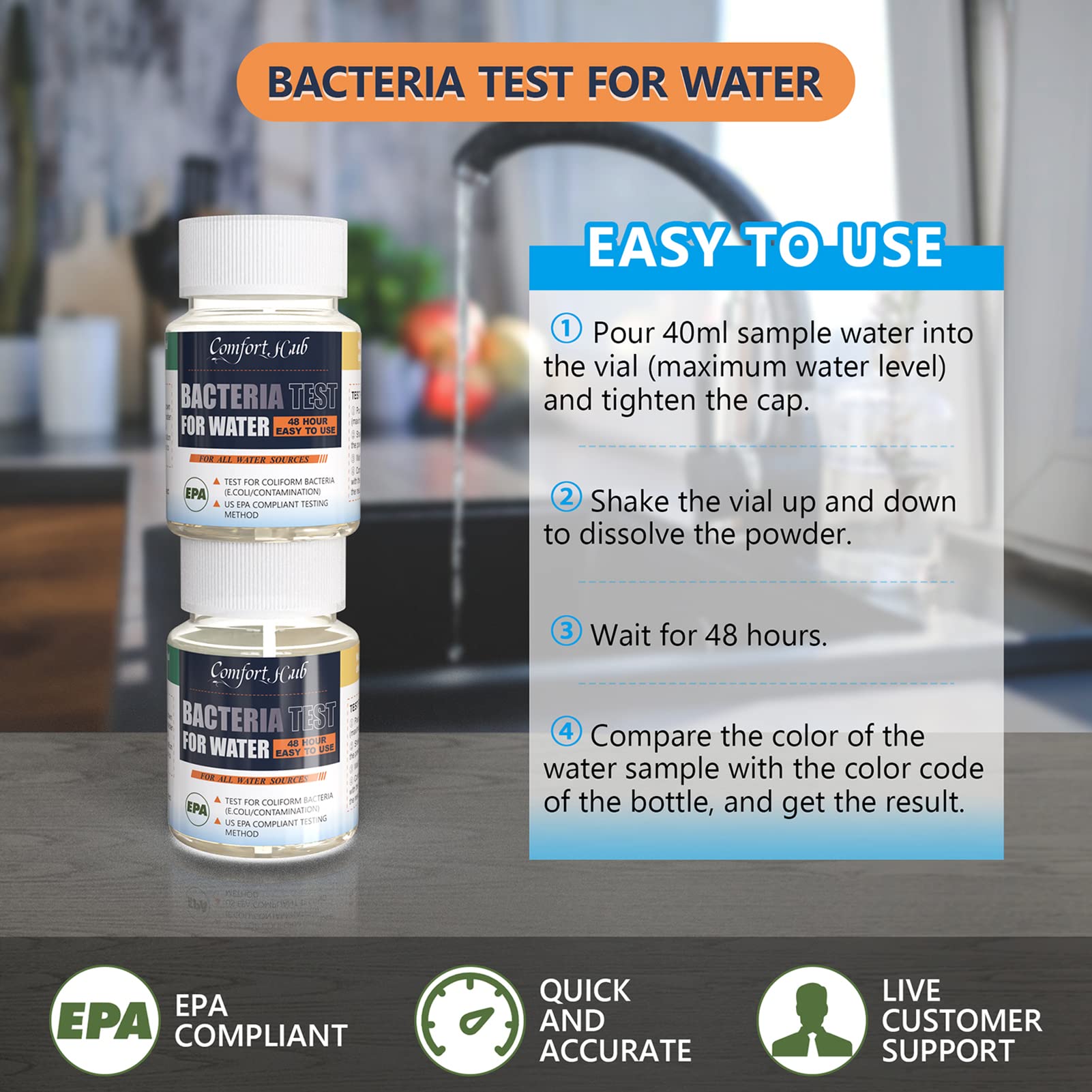 17 in 1 Water Testing Kits for Drinking Water - Water Test Kit - Tap Well Home Water Quality Test - 100 Strips + 2 Bacteria Tests - Easy Testing for pH Lead Hardness Iron Copper E.coli and More!