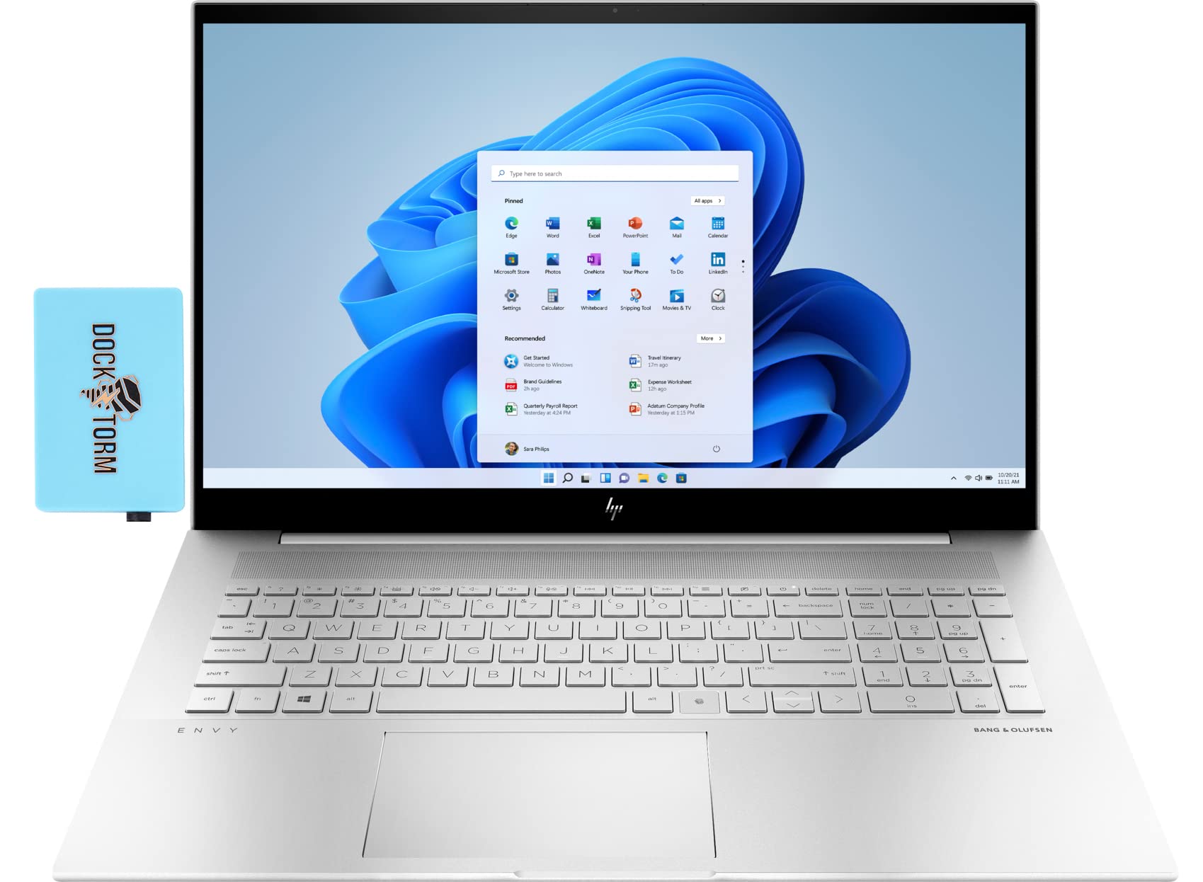HP Envy 17t CG 17.3" Touch FHD Laptop (Intel i7-1195G7 4-Core, 16GB RAM, 128GB SSD + 1TB HDD, Intel Iris Xe, 1920x1080, Backlit KB, FP Reader, WiFi 6, BT 5, Win11H) w/Hub