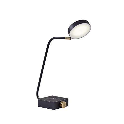 Adesso 3618-01 Conrad LED Desk Lamp Wireless Charging, 7W LED, 5W QI, USB Port, Indoor Lighting Lamps