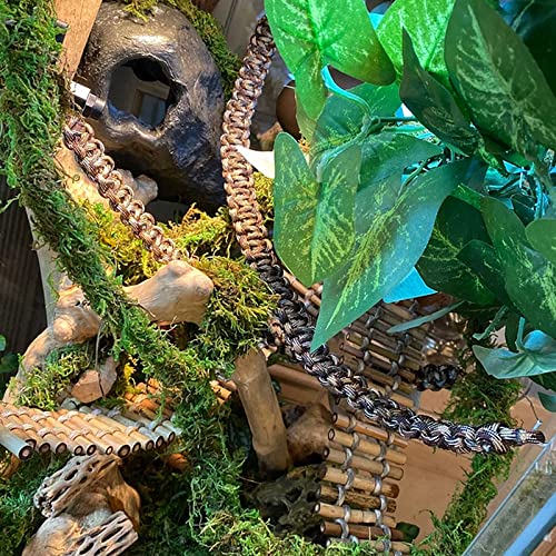 2 Pcs Reptile Vines, Bendable Reptile Plants Pet Habitat Decor with 3 Suction Cup Accessories for Climbing Chameleon Crab Lizards Snakes Gecko Frog Hermit Crab