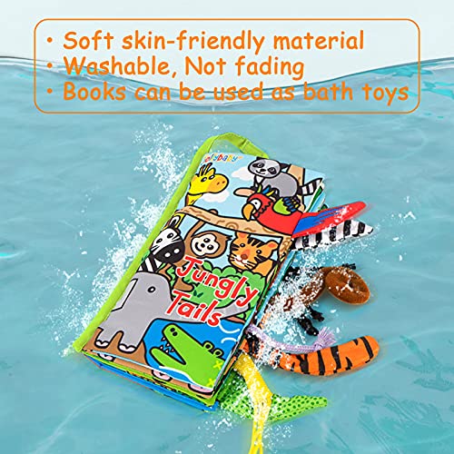 HECCEI Baby Cloth Books, Soft Toys Cloth Books, Touch and Feel Crinkle Books, Early Development Baby Stroller/Crib Hanging (Ocean Tails Cloth Book)
