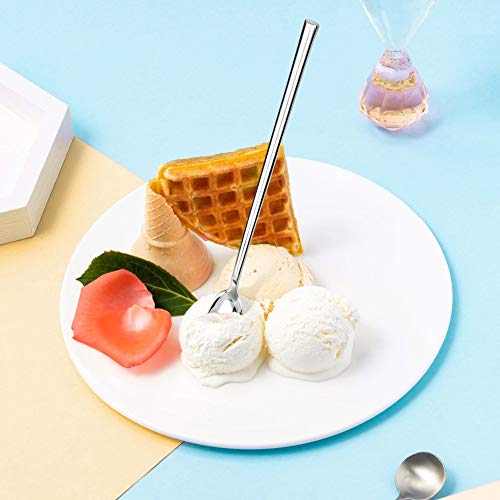 4-Piece 8-Inch Long Handle Spoon, Coffee Stirrers, Iced Teaspoon,Ice Cream Spoon,Premium 18/10 Stainless Steel Cocktail Stirring Spoons, Set of 4