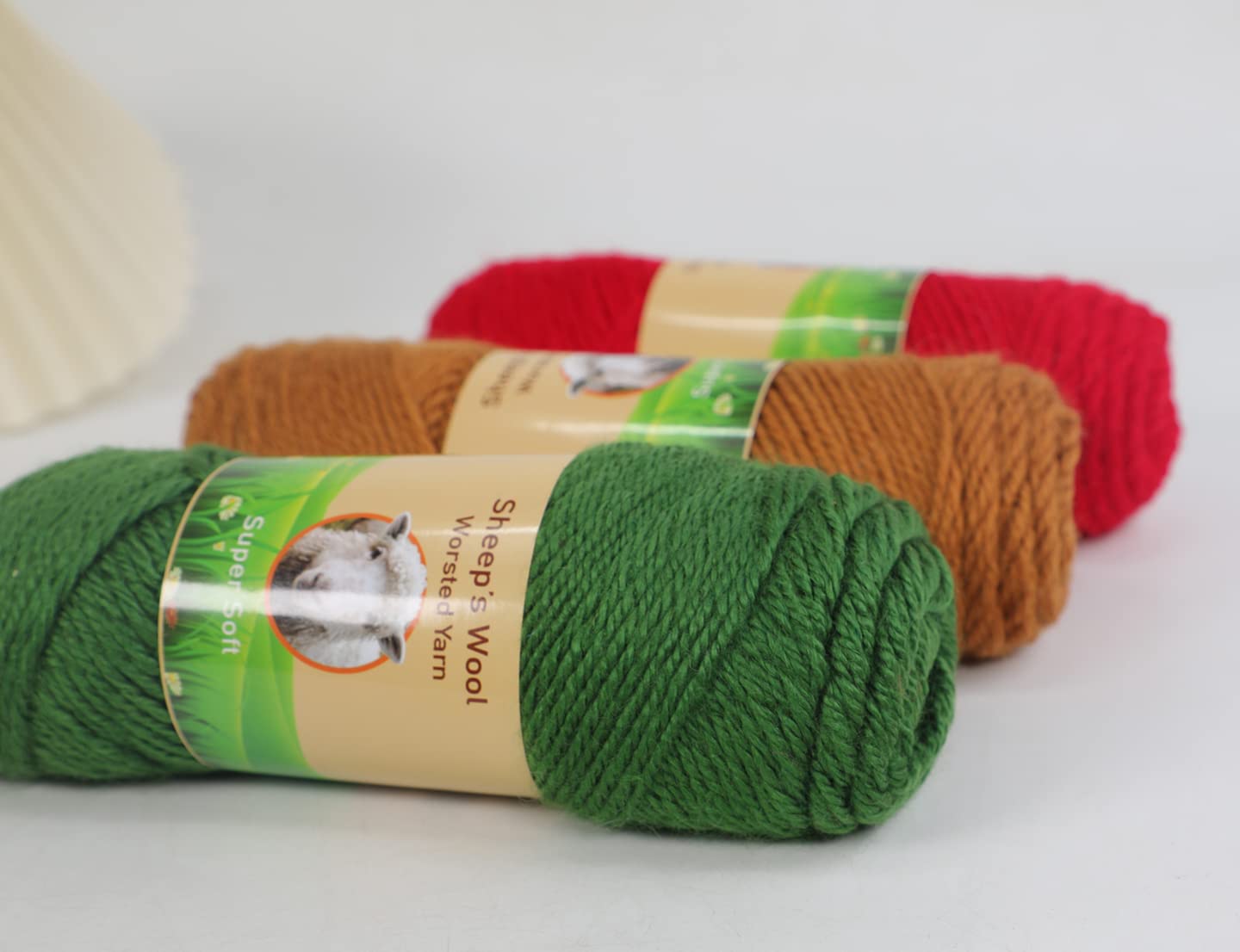 3-Pack Sheep Wool Worsted Yarn for Knitting and Crocheting 300 Grams of Lamb Sheep's Wool