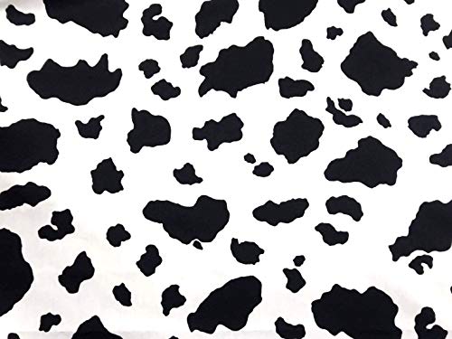 AMORNPHAN 44 Inch Black and White Cow ฺBull Ox Pattern Printed 100% Cotton Fabric Craft Cloth Kid Patchwork Handmade Sewing Crafting for 1 Yard