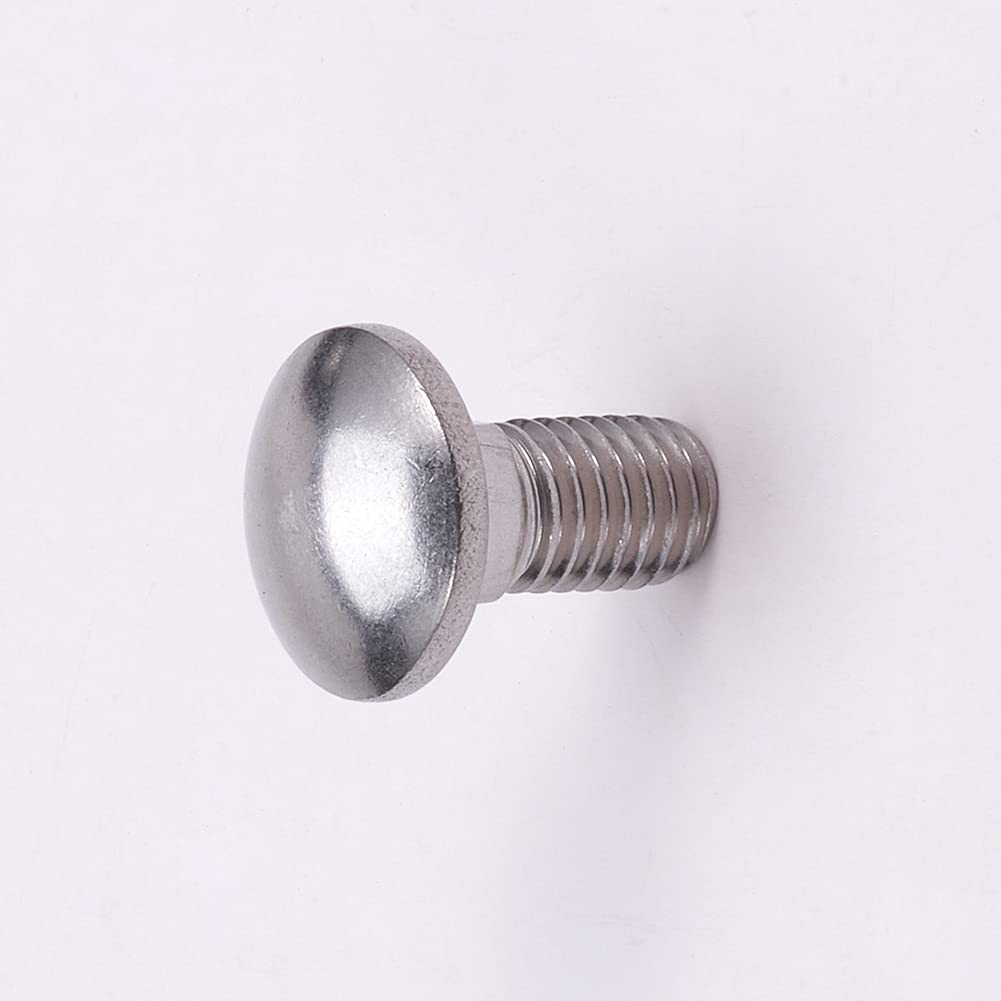 Yinpecly 20Pcs Carriage Bolts M8×16mm Round Head Square Neck Bolt Fasteners 304 Stainless Steel 1.25mm Pitch Silver Tone