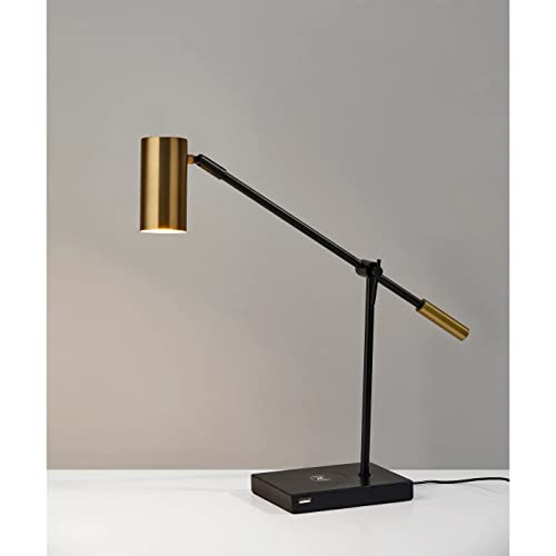 Adesso 4217-01 Collette LED Desk Lamp Wireless Charging, 7W LED, 5W QI, USB Port, Indoor Lighting Lamps , Black