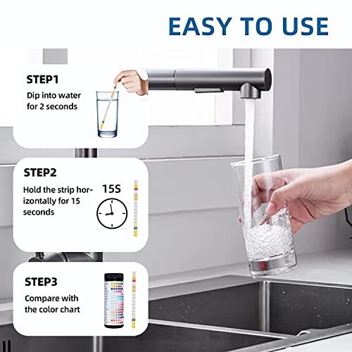 16 in 1 Water Testing Kits for Drinking Water, 100 PCS Drinking Water Test Kit, Tap and Well Water Test Strips with Hardness, pH, Mercury, Lead, Iron, Chromium/Cr and More