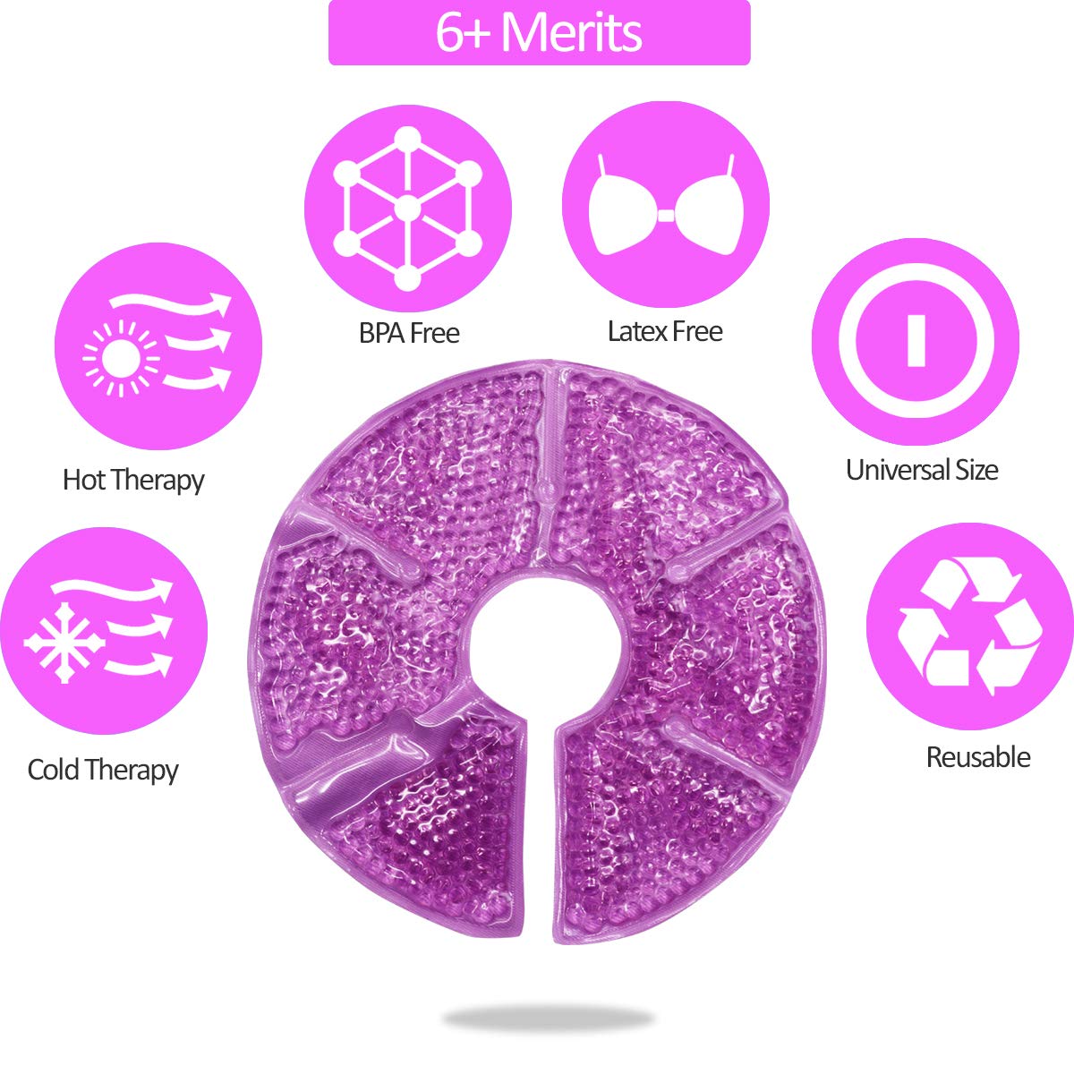 Breast Therapy Pads Breast Ice Pack, Hot Cold Breastfeeding Gel Pads, Boost Milk Let-Down with Gel Bead (Purple)