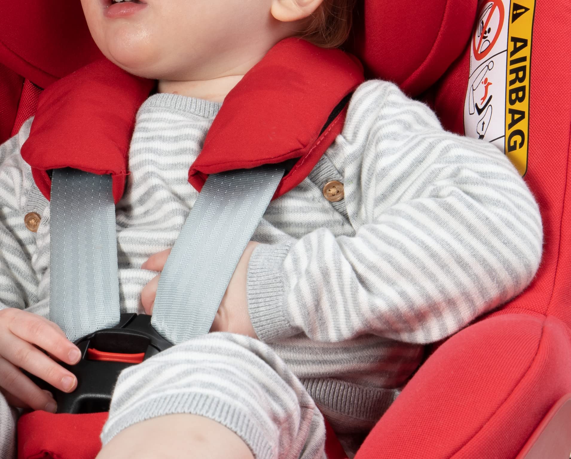 Safe Anti-Escape – Winner, Baby Products Association Innovation Award. Crash tested UN ECE R44 / UN ECE R129. Stop Wriggling Out, Stop Driver Distraction