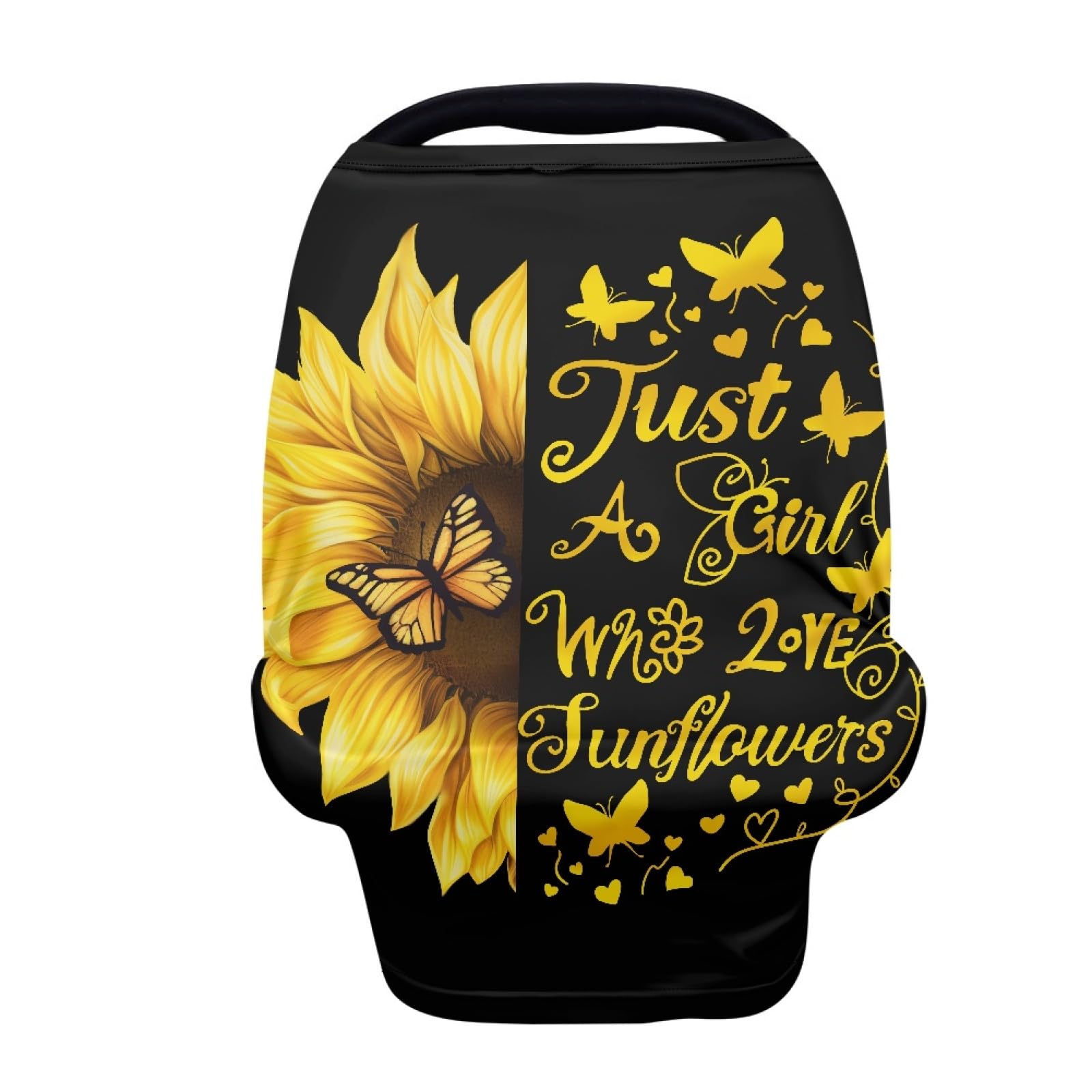 AFPANQZ You are My Sunshine Sunflowers Nursing Cover Breastfeeding Covers Stretch Babies Car Seat Cover Gender Neutral Soft Breathable Infant Carseat Canopy Shopping Cart Stroller Canopy Gifts Black