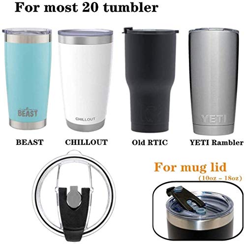2 Replacement Flip Lids for Stainless Steel Insulated Tumbler Travel Mug, Compatible w/YETI Rambler,Ozark Trail,Old Style Rtic and More (20 oz Spill Proof Splash Resistant Lid)