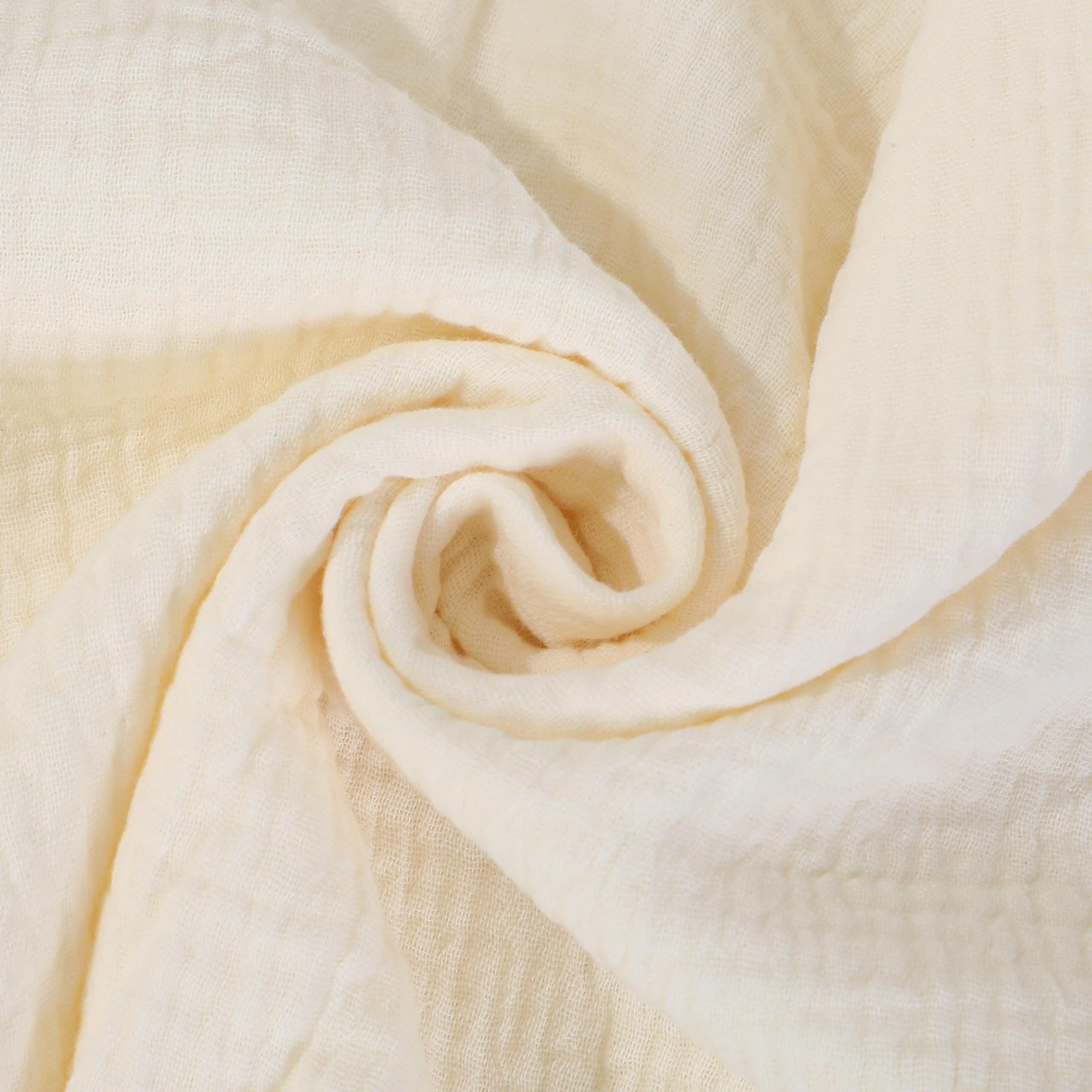 100% Cotton Double Gauze Muslin Fabric by The Yard, Crinkle Fabric, Swaddle Fabric, Cheesecloth Fabric, Choose from 40 Colors (Ivory)