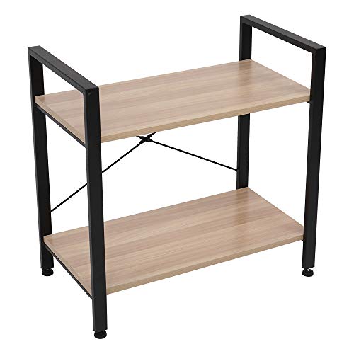 2-Tier Gray Bookshelf, Bookcase, Industrial Wood Storage Rack Open Shelves, Modern Standing Bookshelves Display Rack for Bedroom Living Room, Bookcase Shelf Storage Organizer 60 x 33 x 58.5cm
