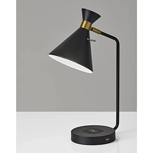 Adesso 4507-01 Maxine Desk Lamp Wireless Charging, 7W LED, 5W QI, USB Port, Indoor Lighting Lamps