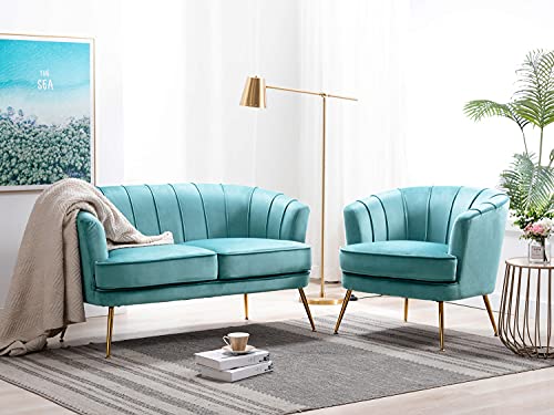 Altrobene Velvet Loveseat Couch Sofa Luxury Modern Comfy Tufted Couch Chesterfield 2 Person Couch for Living Room/Bedroom, Dark Teal