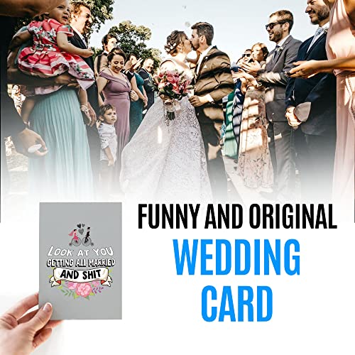 Funny wedding card for groom and bride with envelope | Original joke adult engagement card for him and her | Hilarious congratulatory present for wedding shower or engagement party
