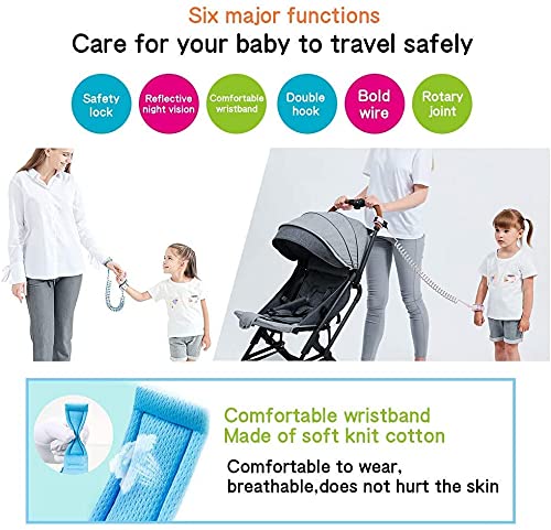 Anti Lost Wrist Link Safety Wrist Link for Toddlers, Reflective Child Walking Harness Rope Leash for Babies & Kids (Purple)