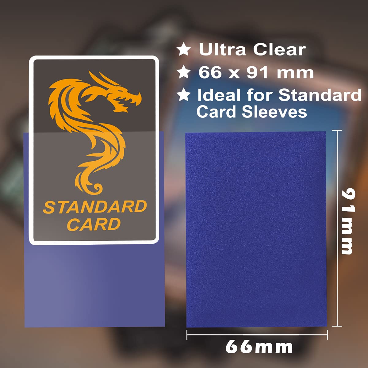 200Pcs Trading Card Sleeves Top Loader,Penny Card Sleeves Fit for Magic,MTG and Yugioh Cards, Baseball,Football, Baskteball Cards(Blue)