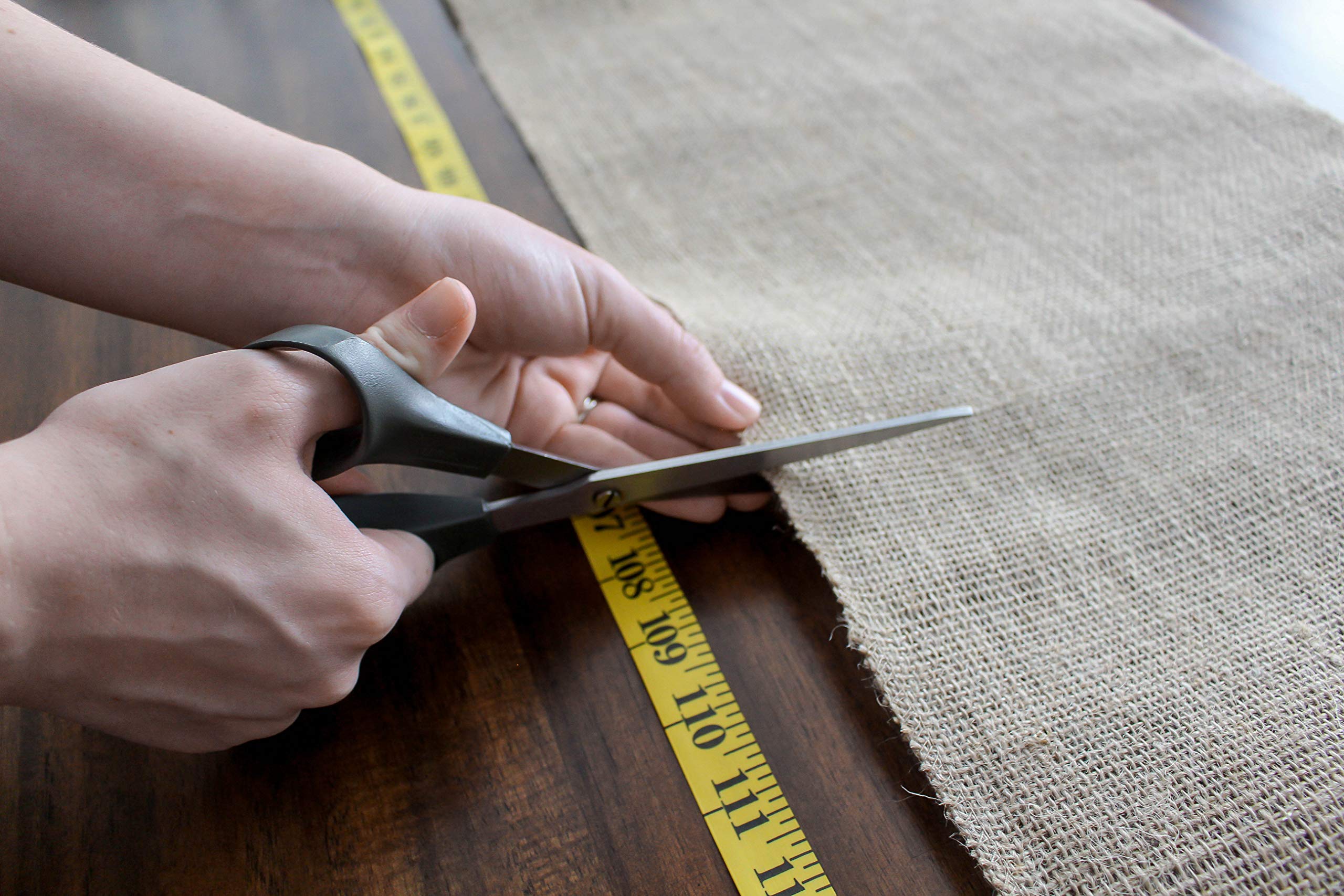 12" x 10yd NO-FRAY Burlap Roll ~ 3 - 5 Table Runners ~ Natural Long Fabric with Finished Edges. Perfect for Weddings, Placemats, Crafts. Decorate Without The Mess!