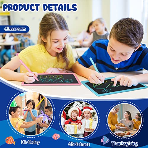 2 Pieces LCD Writing Tablet 15-inch Colorful Screen Drawing Pad Erasable Reusable Electronic Kids Drawing Tablet Kids Drawing Tablet Gifts for 3+ Years Old Girls Boys