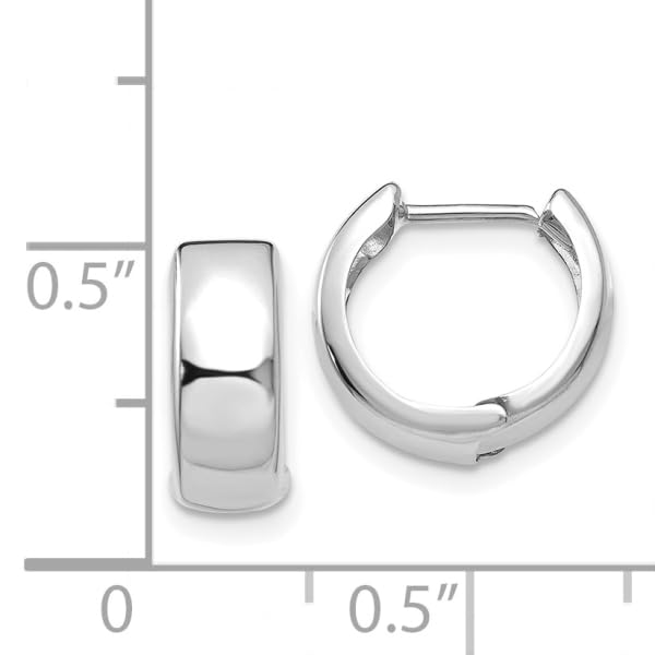 14K White Gold Hinged Round Hoop Earrings