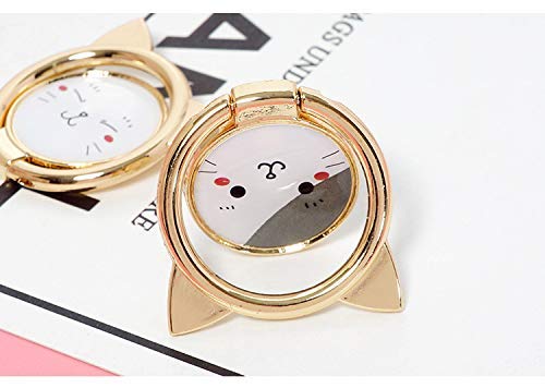 Alzcatek Finger Ring Stand 360 Degree Rotation, Thin Universal Phone Cute Cat Ring Holder Compatible with iPhone Xs, iPhone 78/78 Plus, Samsung, LG and Other Smartphones (Cat 1)