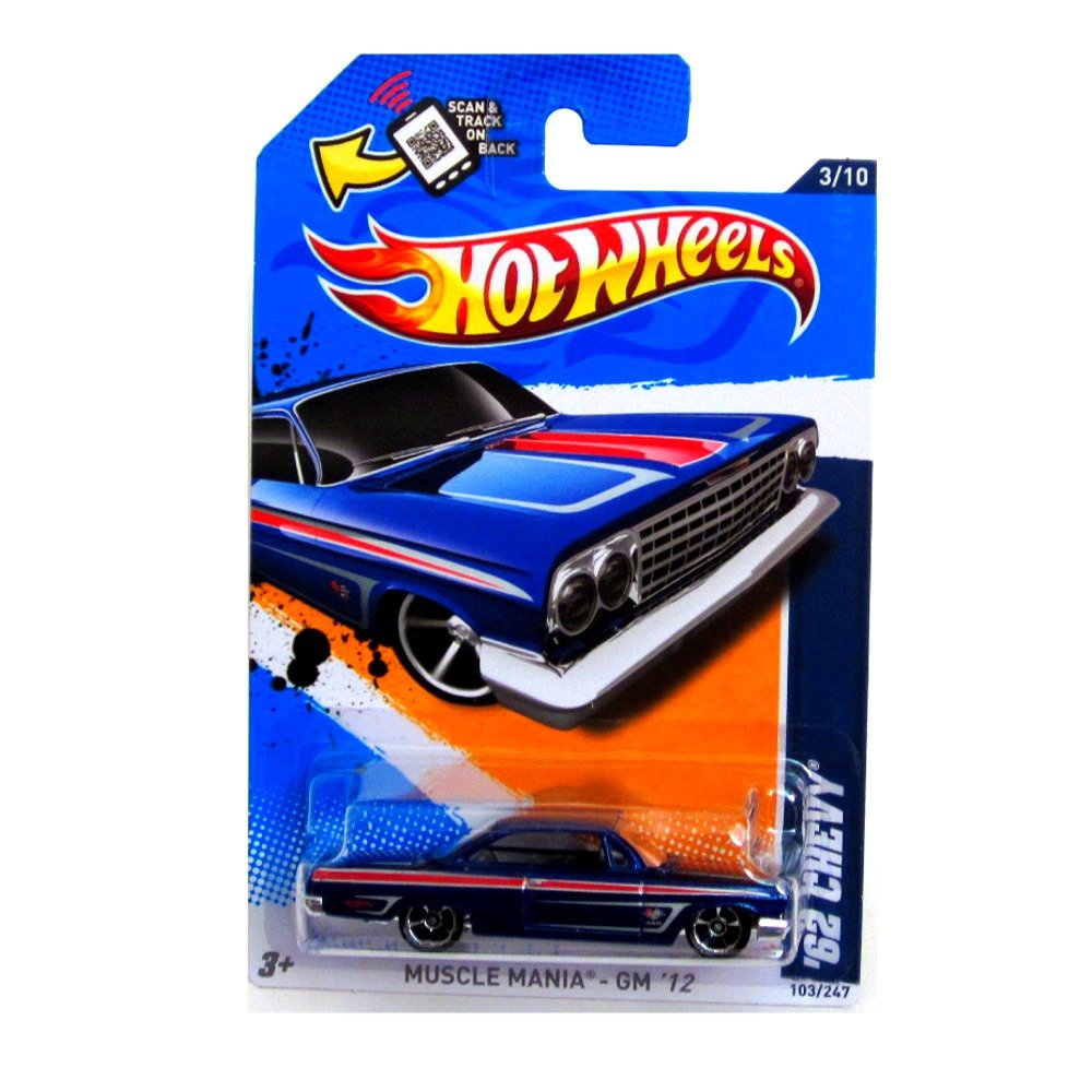 2012 Hot Wheels Muscle Mania - GM '62 Chevy Blue #103/247