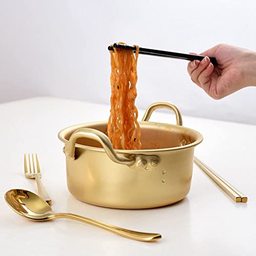 1PCS Korean Ramen Noodles Pot,Creative Noodles Milk Egg Soup Aluminum Soup Pot With Lid for Kitchen(18CM)