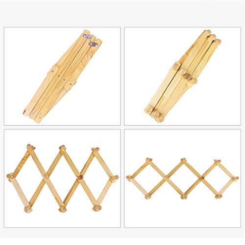 2 Pack10 Hook Coat Hooks, Wooden Expanding Accordion Style Wall Mounted Hook,Wooden Pegs Folding Wall Hanger Stand for Cap,Belt,Umbrella,Coffee Mug,Keys, Home Organization Storage Rack, Storage Holder