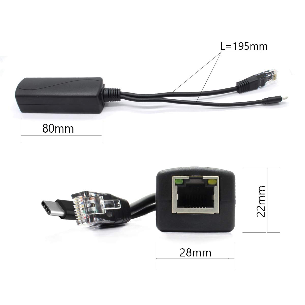 ANVISION 4-Pack 5V Gigabit PoE Splitter, USB Type C, 48V to 5V 2.4A Adaper, IEEE 802.3af Compliant