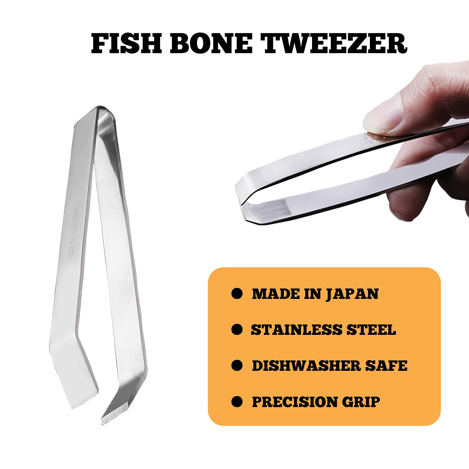 ANXVERS Fish Scaler Remover, 1 Pieces Kitchen Tweezers Stainless Steel Big and Small Tool, Precise Filet knifes for Fish Grip, Salmon Fillet Sushi knife,Tweezers Chicken Plucker -4inch