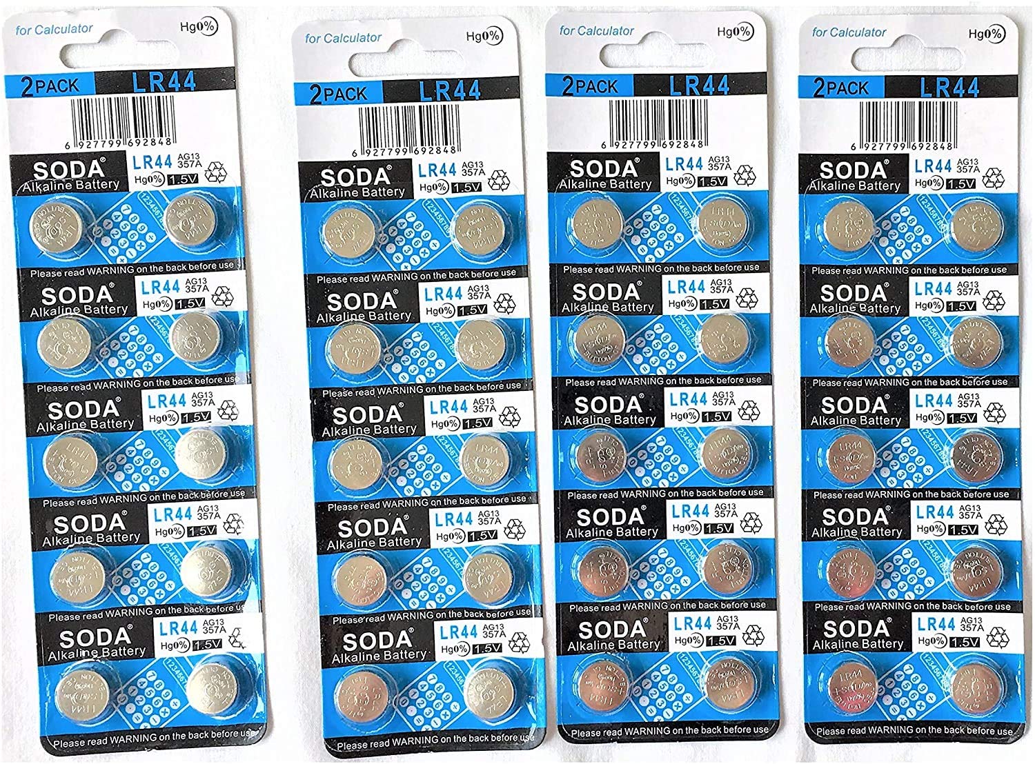 AG13 LR44 L1154 357 A76 Alkaline Button Cell Battery with Retail Blister Pack Cards (40)