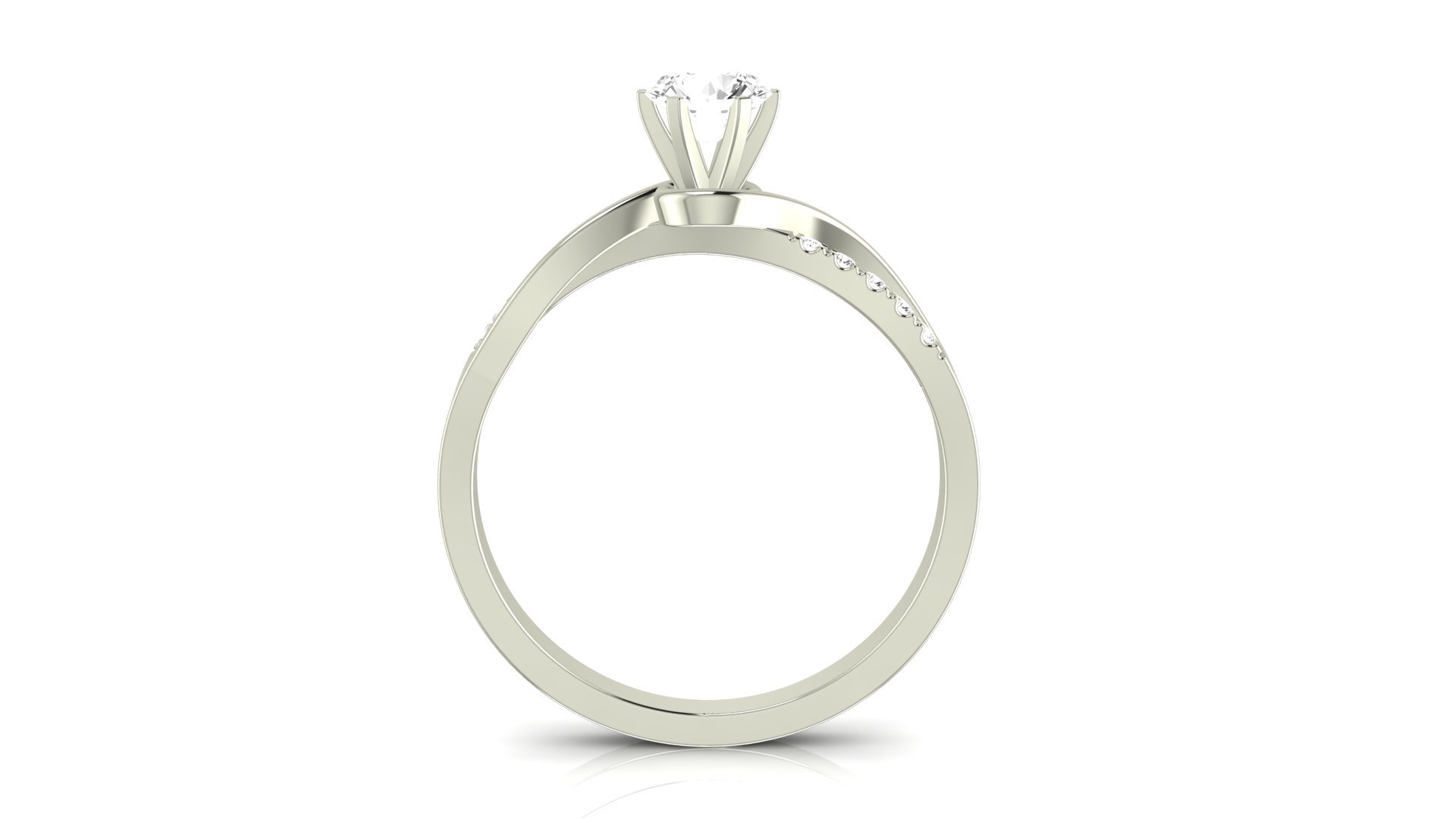 14K White Gold 0.58 CTW Round Cut Elegant Twisting Split Shank Diamond Engagement Ring, J Color I1 Clarity, 0.5 Ct Center