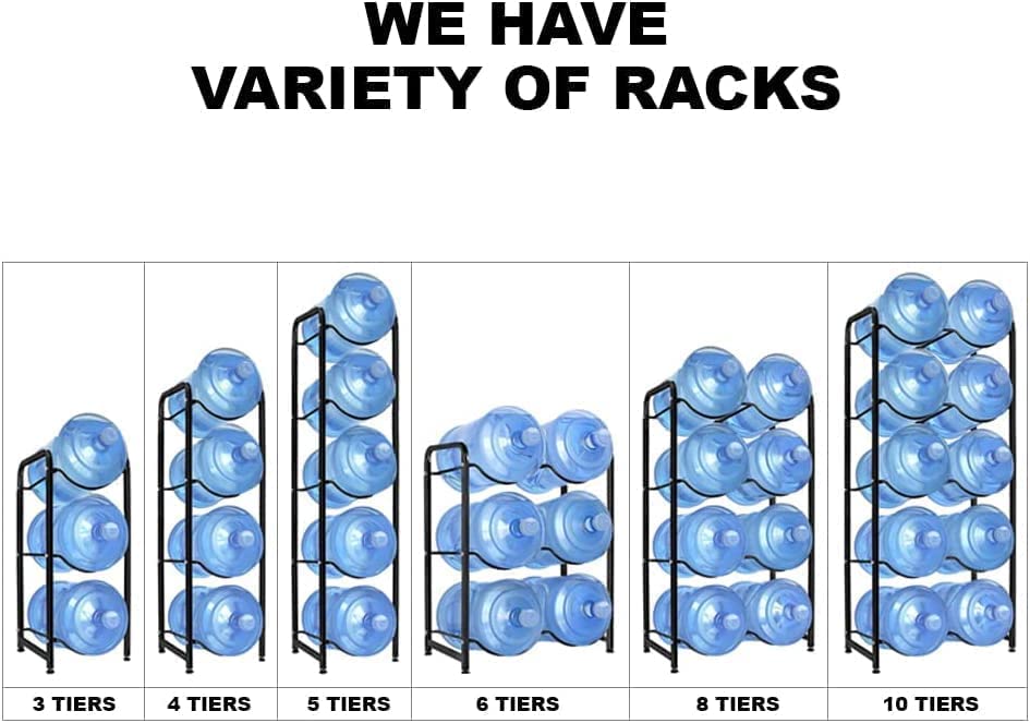 3-Tier Water Jug Holder Rack Water Cooler Jug Rack 5 Gallon Water Bottle Holder Detachable Heavy-Duty Dispenser Organizer for Home Kitchen Office Save Spacer (3-Tier)