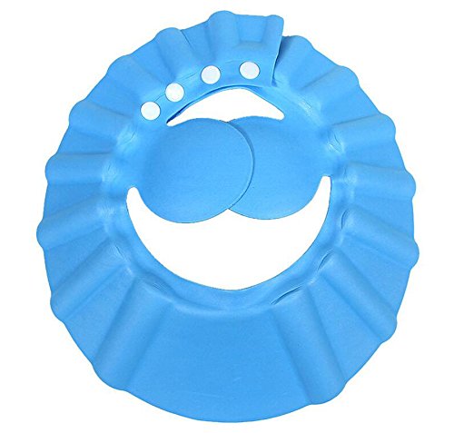 3PCS Soft Adjustable Bath Accessories Shampoo Shower Cap Hat with Earmuff Cover Hair Washing Shield Hat Hair Cutting Protector for Baby Kids Toddler Children(Color Random)