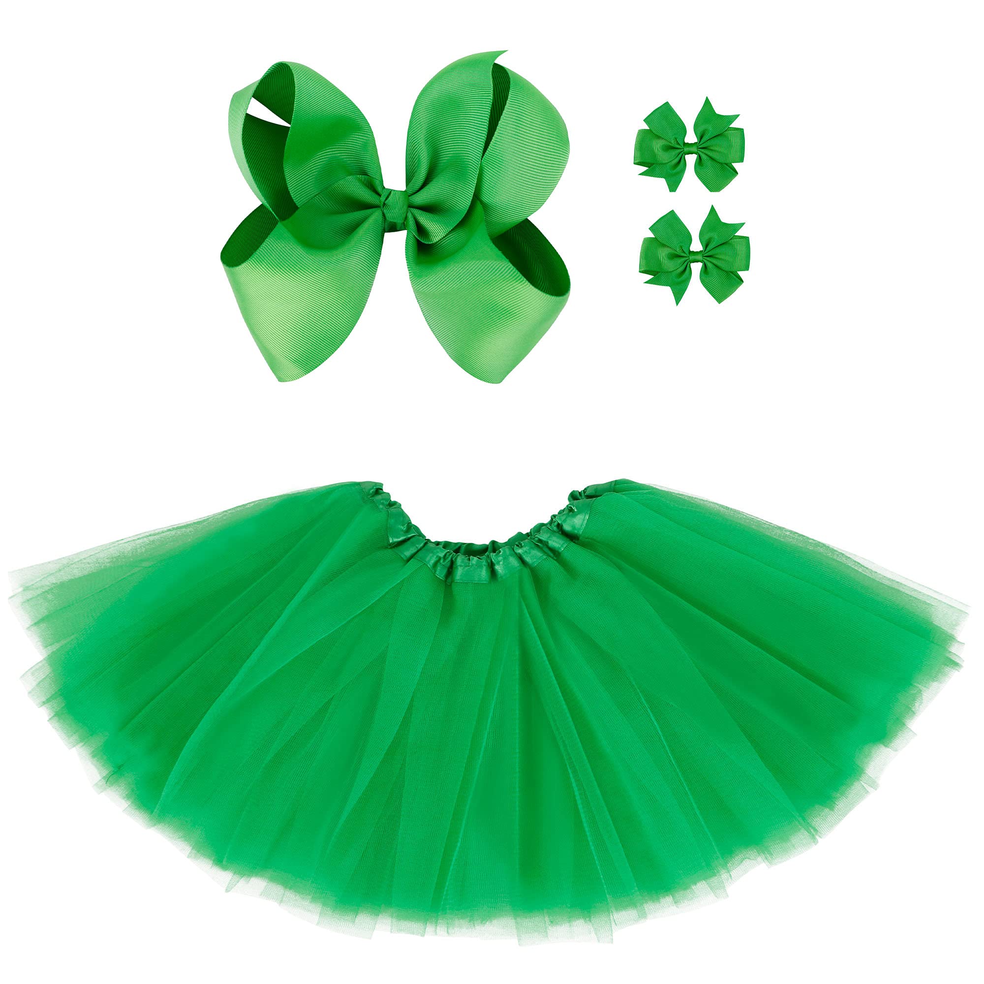 4 Layered Ballet Skirts for Girls Birthday Party Tutu Skirt w/Hairbow Girls Tutu Skirt Toddler Tulle Skirt, Dark Green Tutu, 2-5 Years