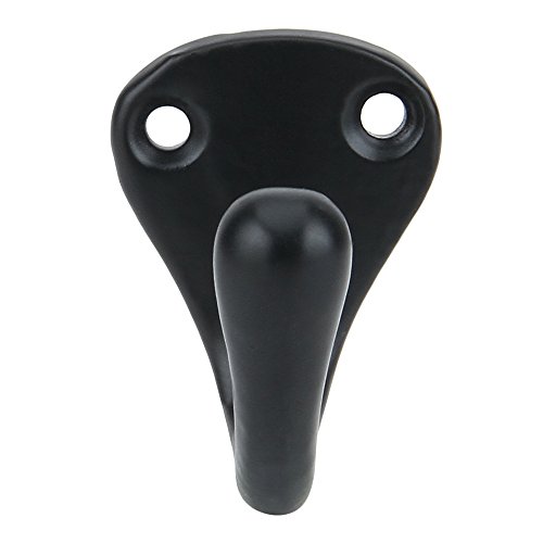 A29 Set of 6 Single Coat Hooks, Heavy Duty Wall Mounted 1 3/4 Inches, Utility Iron Decorative Hat Hook with Easy Installation Hardware, Black Powder Coat Finish