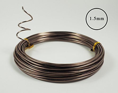 Anodized Aluminum Bonsai Training Wire 5-Size Starter Set with Canvas Bag - 1.0mm, 1.5mm, 2.0mm, 2.5mm, 3.0mm (147 feet total) - Choose Your Color (5 Sizes, Brown)