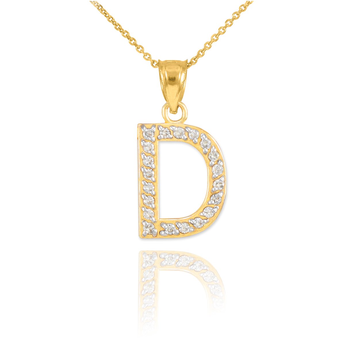 10k Yellow Gold Diamond-Studded Initial Letter D Pendant Necklace, 18"
