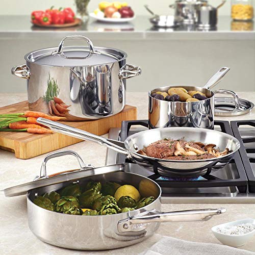 Anolon 30822 Triply Clad Stainless Steel Cookware Pots and Pans Set, 12 Piece